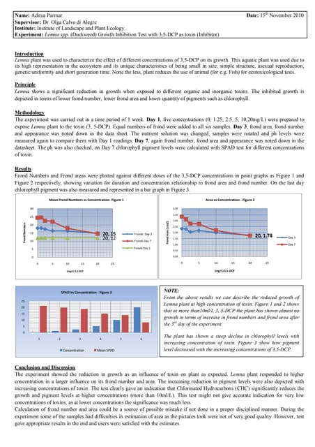 Lemna toxicity test aditya parmar | PDF Lemna toxicity test aditya parmar | PDF