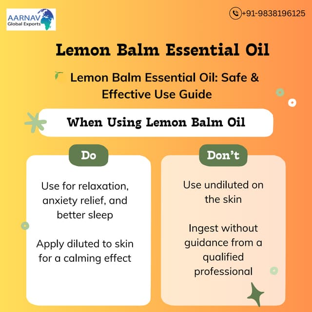 Lemon Balm Essential Oil from Aarnav Global Exports | PDF