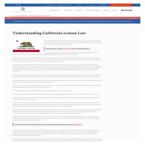 Lemon Law in California | PDF