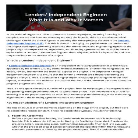 Lenders' Independent Engineer What It Is and Why It Matters.pdf