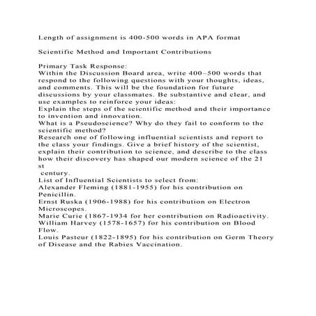 Length of assignment is 400-500 words in APA formatScientific Me.docx