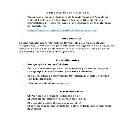 La tilde en los monosílabos | PPT