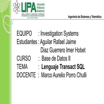 Lenguaje Transact Sql Pptx Databases Computer Software And 5152