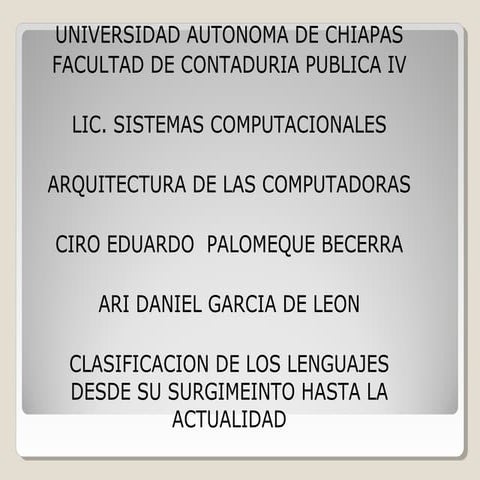 CLASIFICACION DE LENGUAJES | PPT