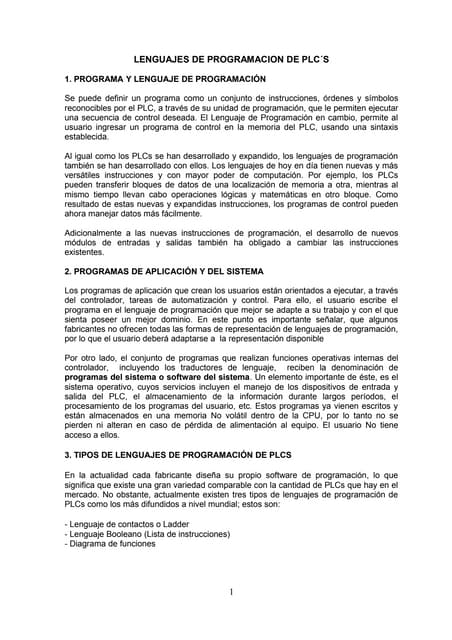 Lenguajes de programacion de plc | PDF