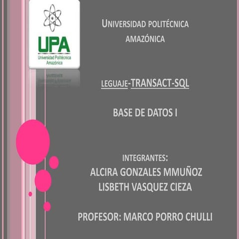 LENGUAJE TRANSACT SQL | PPTX | Databases | Computer Software and ...