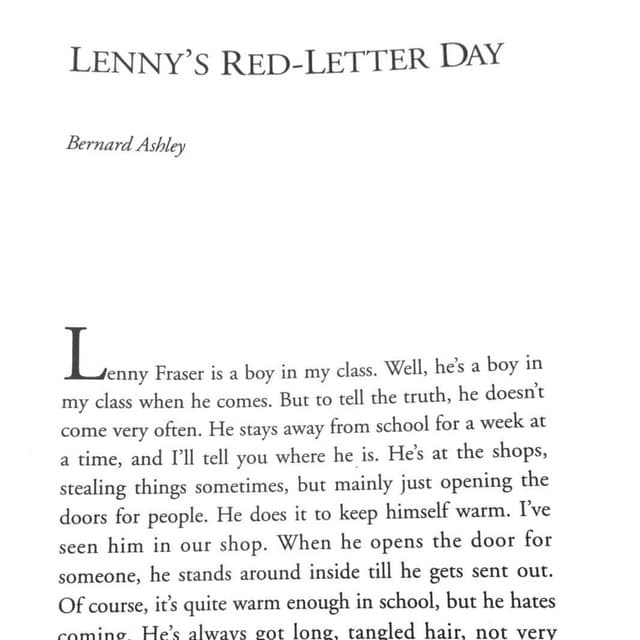 Lenny's Red Letter Day Full Text 5C | PPTX