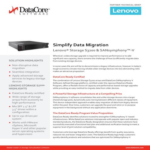 Lenovo Data Migration Solutions Brief | PDF | Data Storage and ...