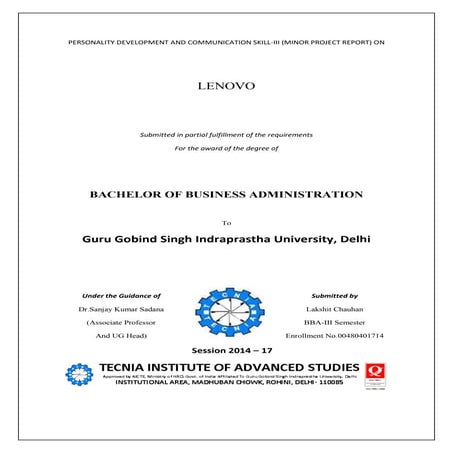 Minor Project Report on Lenovo | PDF