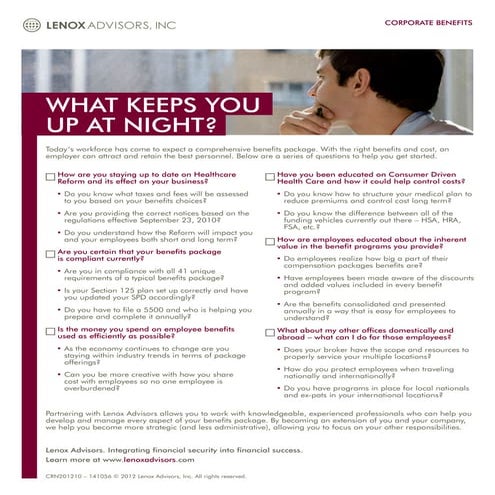 Lenox Personal CFO: What Keeps You Up at Night? | PDF