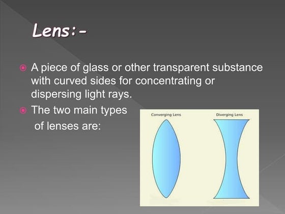 Optics: Refraction of Light in Lenses | PPT