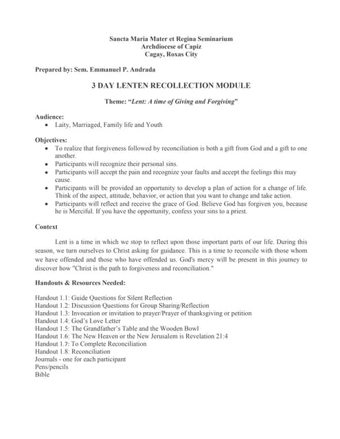 Lenten recollection module | PDF