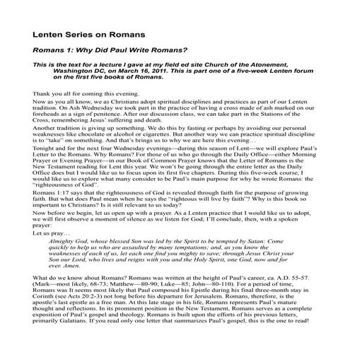 Lenten series romans 1 text | PDF