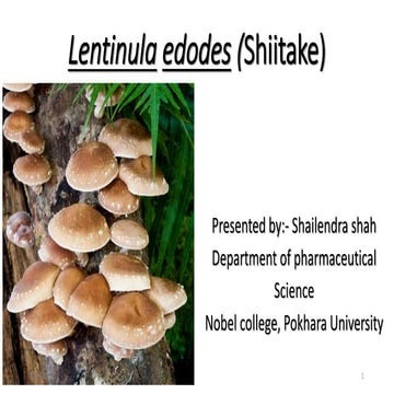 Lentinula edodes (shiitake) copy | PPTX | Gardening | Home & Garden