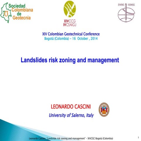 Leonardo cascini landslides risk zoning and management | PPT
