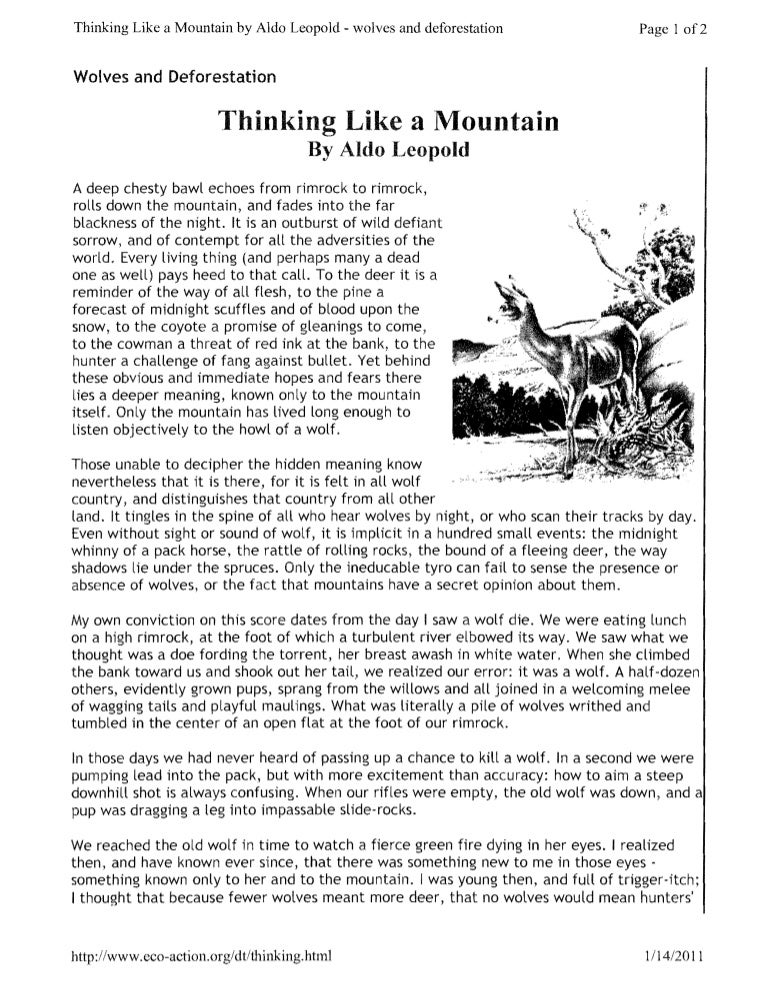 Thinking Like a Mountain By AldoLeopold