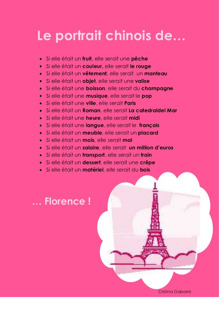 Le portrait chinois de Florence par Cristina