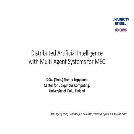 Distributed Artificial Intelligence With Multi Agent Systems For Mec Pdf