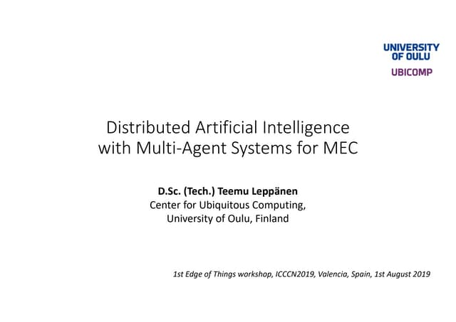 Distributed Artificial Intelligence With Multi Agent Systems For Mec Pdf