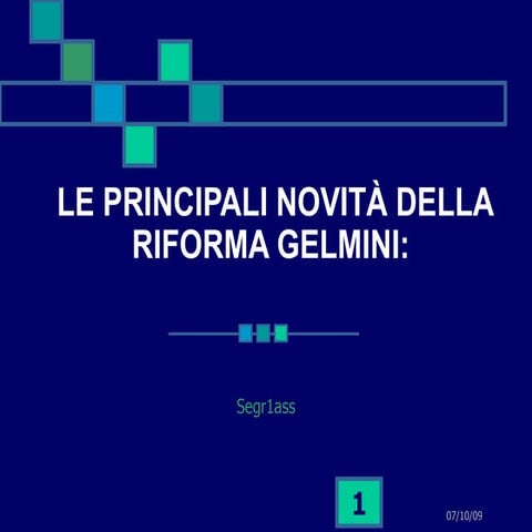 Le Principali Novità Della Riforma Gelmini Dalla Relazione Di D ...