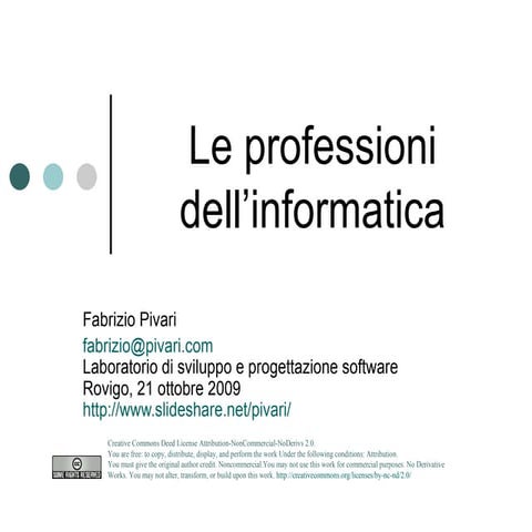 Le professioni dell’informatica | PPT