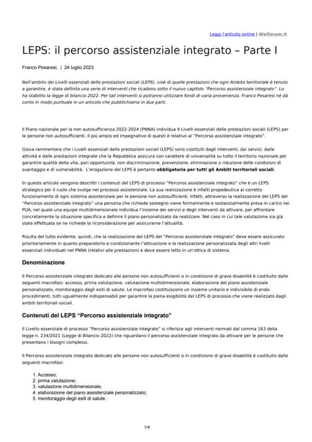 LEPS: la supervisione del personale dei servizi sociali | PDF