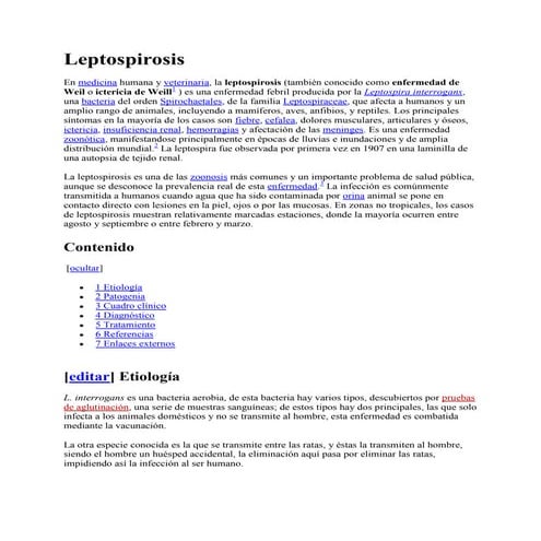 LEPTOSPIROSIS.pdfmaterial de apoyo para estudiantes | PDF