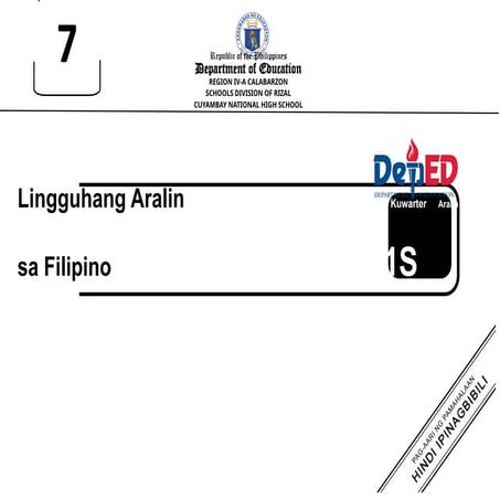 LESSON EXEMPLAR FILIPINO 7 - WEEK 1 - MATATAG CURRICULUM | PDF