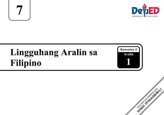 LE_Q2_Filipino 7_Lesson 1 Week 4. lesson exemplar | PDF