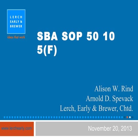 lerch early sba sop 50 10 5(f) update | PPT