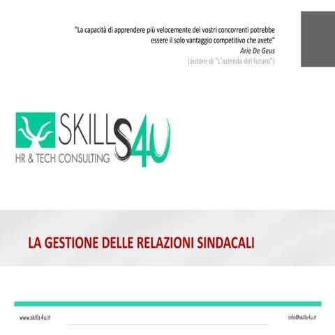Le relazioni sindacali skills4u jaitalia | PPTX