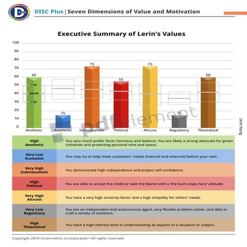 DISC Assessment- Executive Summary of Values | PDF