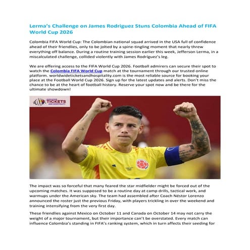 Lerma’s Challenge on James Rodriguez Stuns Colombia Ahead of FIFA World ...