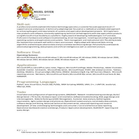 Leroy dyer cv 2015 uk | DOCX
