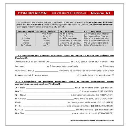 Verbes pronominaux | PPTX