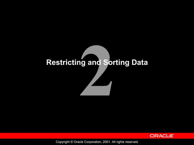 Restricting And Sorting Data Oracle Data Base Ppt Databases 7571