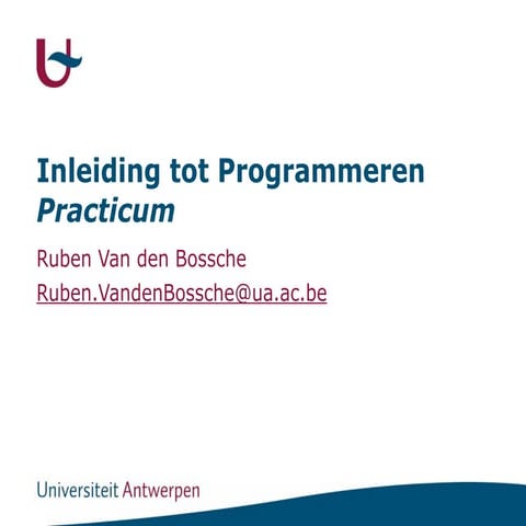 Inleiding tot Programmeren - Practicum 1 | PDF
