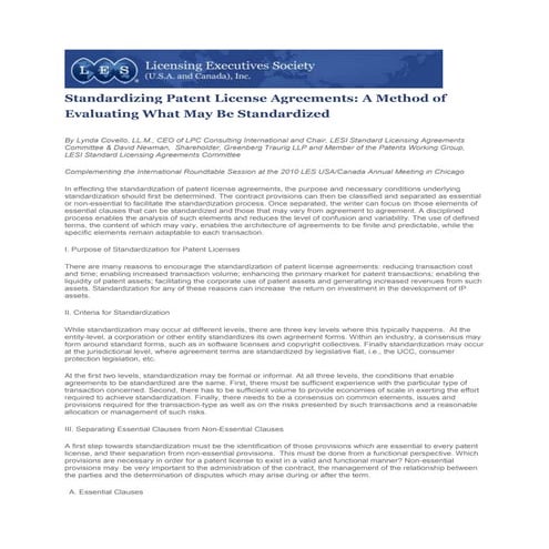 Standardizing Patent License Agreements | PDF