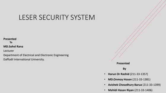 A PROJECT REPORT On LASER SECURITY ALARM SYSTEM | PDF
