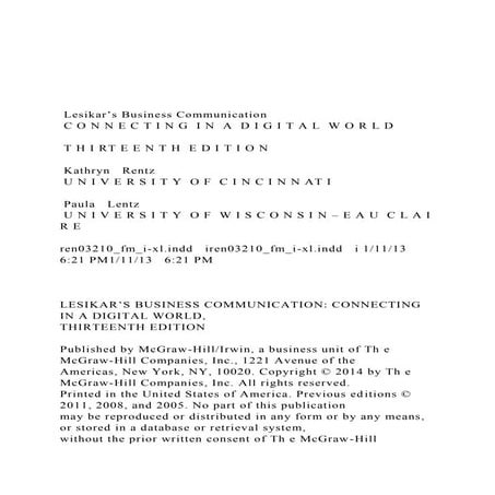 Lesikar’s Business Communication C O N N E C T I N G .docx