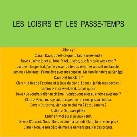 Les loisirs et les passe temps | PPT