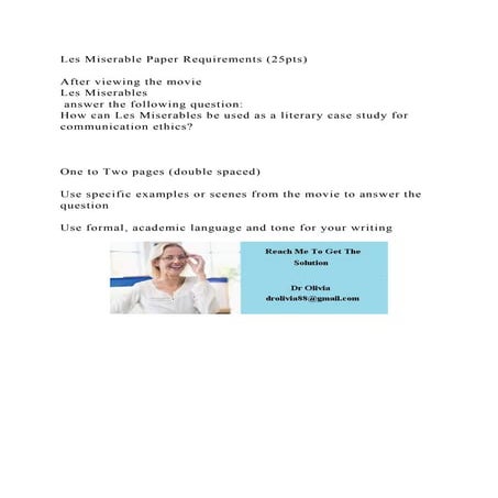 Les Miserable Paper Requirements (25pts) After viewing the movie.docx