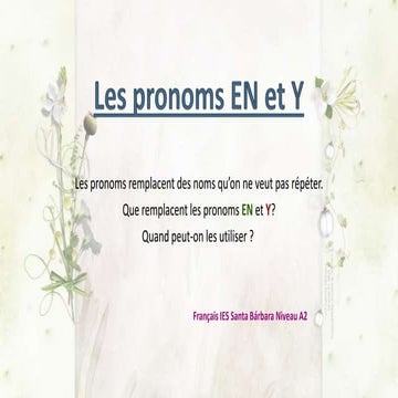 The French Pronouns "y" and "en"
