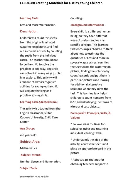 Early childhood mathematics and development | PPT