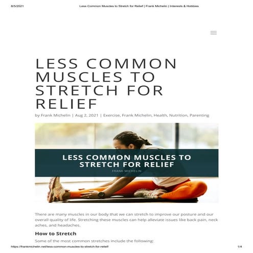 Less Common Muscles To Stretch For Relief | PDF