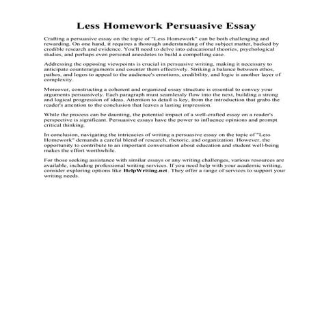 Less Homework Persuasive Essay | PDF | College Basketball | College Sports