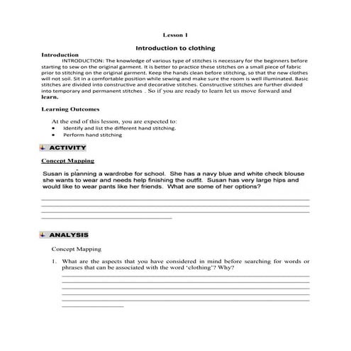 Lesson 1-clothing-construction | PDF