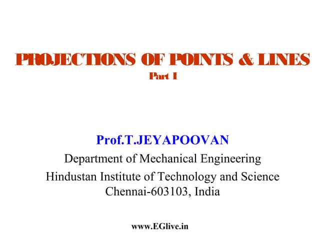 Engineering Graphics - Projection of points and lines | PPT