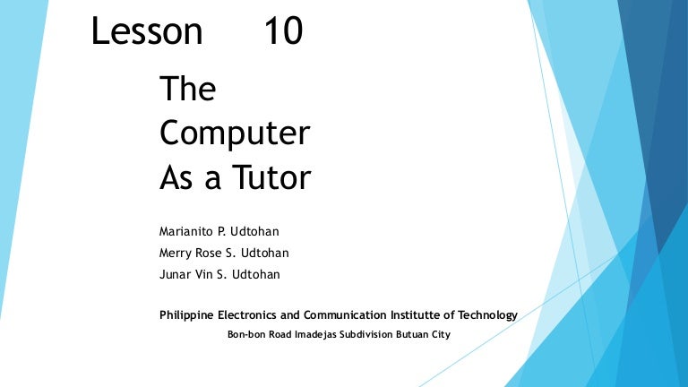 Lesson 10 the computer as a tutor