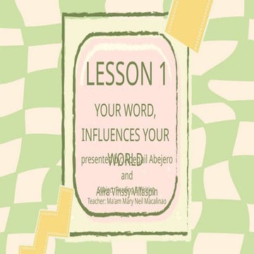 LESSON-1 Your Word Influences Your World | PPT